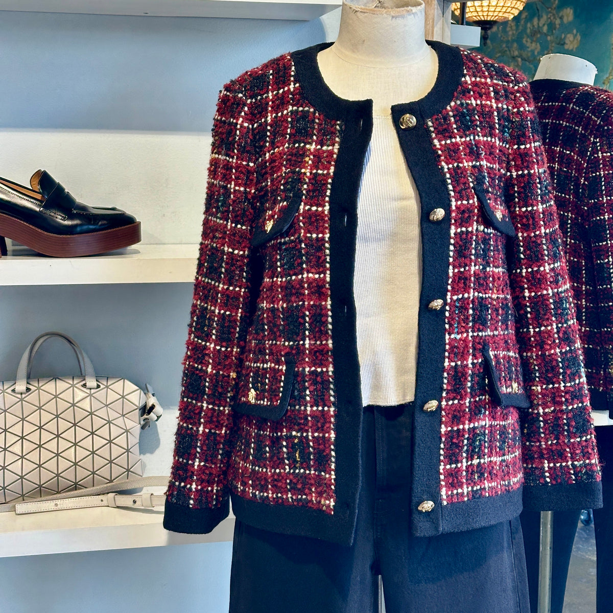 Anine Bing Lydia Jacket Cherry Plaid - SIZE XS/S – Nu to U Designer Recycle
